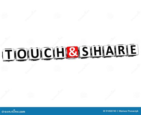 3d Touch And Share Button Click Here Block Text Stock Illustration