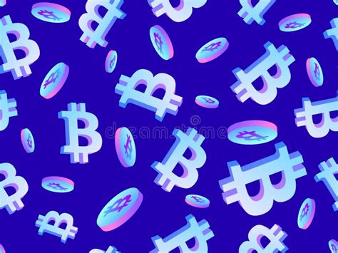 3d Coins And Bitcoin Symbol Seamless Pattern Cryptocurrency Coin In