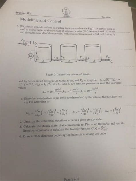 7 15 Points Consider A Three Interacting Tank