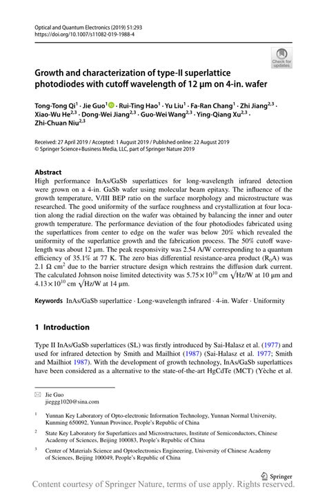Growth And Characterization Of Type Ii Superlattice Photodiodes With