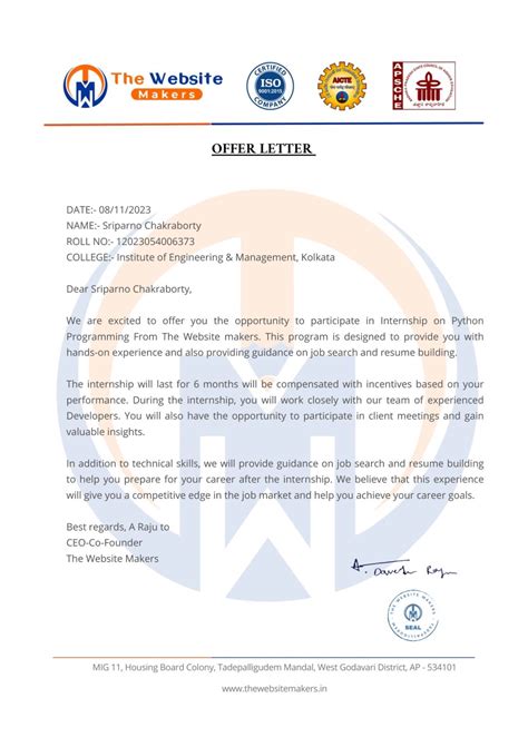 Sriparno Chakraborty On Linkedin Python Internship Careergrowth