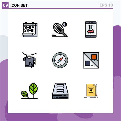 Set Of 9 Vector Filledline Flat Colors On Grid For Direction Hanging Lab App Drying Smartphone