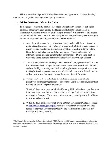 Open Government Directive Memo Pdf
