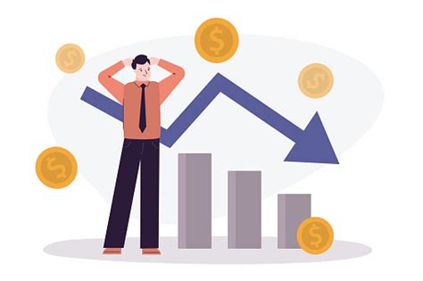 이익을 잃고 우울한 사업가 글로벌 경제 금융 위기와 비즈니스 실패 투자 및 재무 관리의 개념 아래로 이동에 대한 스톡 벡터 아트 및 기타 이미지 Istock