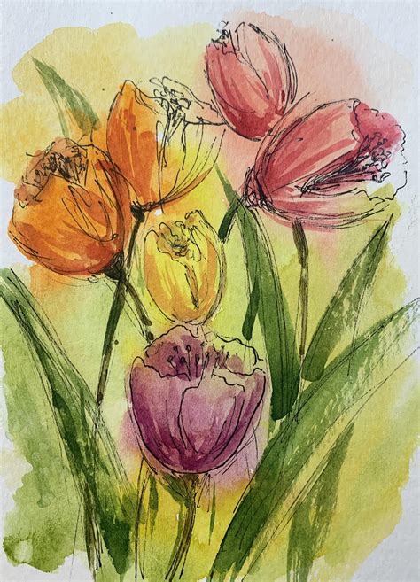 Tecnica De Pinturas Em Aquarela De Flores Pintando Flores Técnica Em