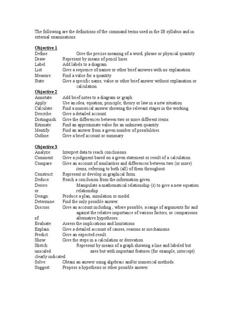 Ib Command Terms Pdf Hypothesis Numerical Analysis