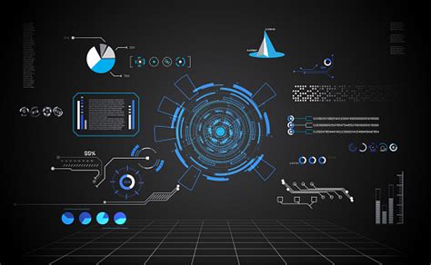 디지털 데이터 차트 통신 컴퓨팅 및 원 퍼센트 활력 혁신의 추상 기술 Ui 미래 개념 Hud 인터페이스 홀로그램 요소 하이테크