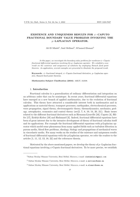 Pdf Existence And Uniqueness Results For ψ−caputo Fractional Boundary Value Problems Involving