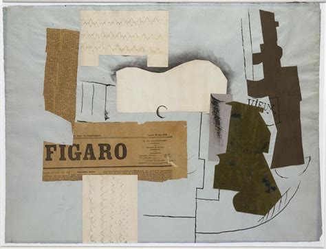 Pablo Picasso ‘bottle Of Vieux Marc Glass Guitar And Newspaper 1913