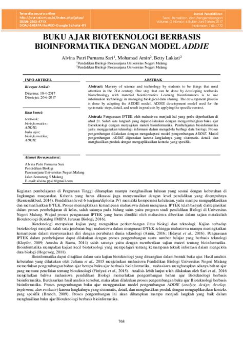 Pdf Buku Ajar Bioteknologi Berbasis Bioinformatika Dengan Model Addie