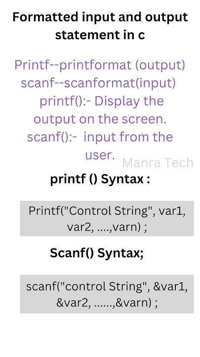 Input And Output Statement In C Printf And Scanf Syntaxc Basic In Tamil For Beginners