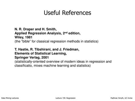 Ppt Ics 278 Data Mining Lectures 7 8 Regression Algorithms