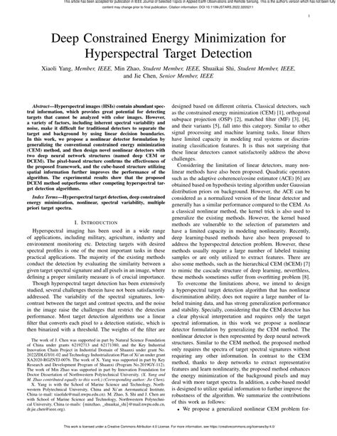 PDF Deep Constrained Energy Minimization For Hyperspectral Target Detection