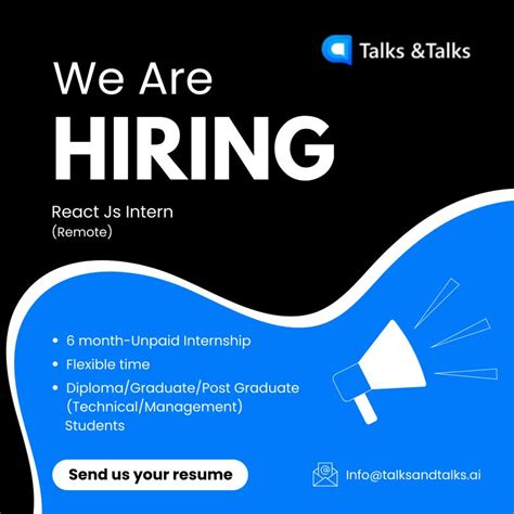 Talks And Talks On Linkedin 🚀 We Are Hiring React Js Developer Intern 🚀 🌟 Position React Js