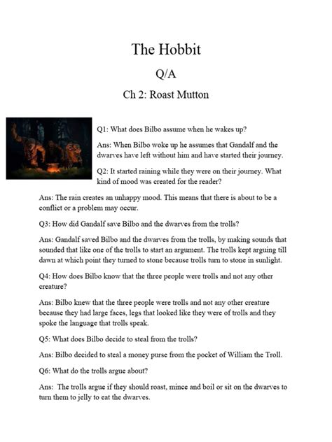 The Hobbit Ch 2 Question Pdf