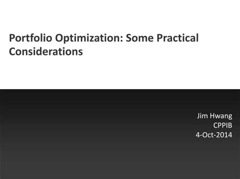 PPT Portfolio Optimization Some Practical Considerations PowerPoint Presentation ID 5589261