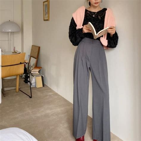 여자 커리어우먼 투핀턱 와이드 세미정장 바지 슬랙스wp18444