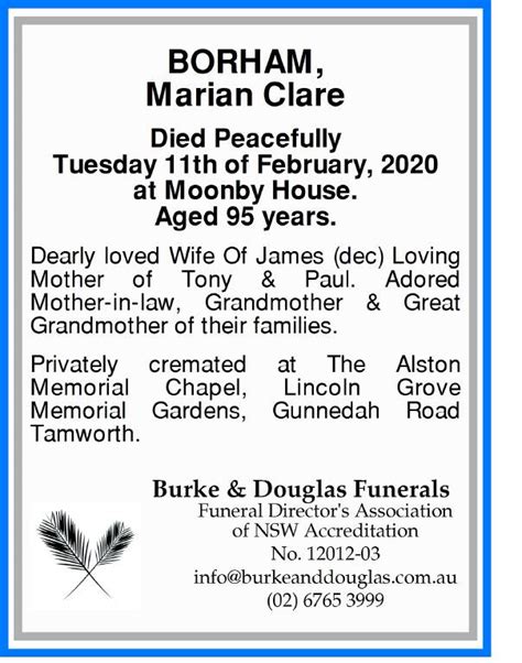 Borham Tributes The Northern Daily Leader The Northern Daily