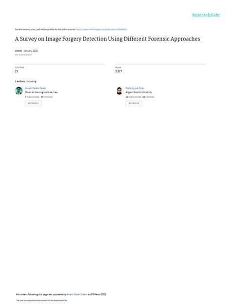A Survey On Image Forgery Detection Using Different Forensic Approaches