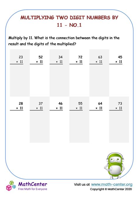 Fourth Grade Worksheets Multi Digit Multiplication Math Center