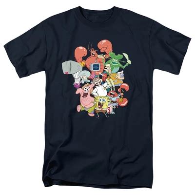 Spongebob Squarepants The Whole Gang Adult T Shirt Navy Target