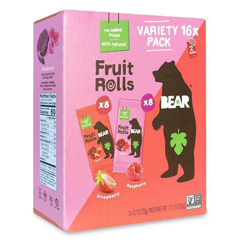 Bear Rollos De Fruta Real Paquete Variado 16 Unidades 2 Rollos Por