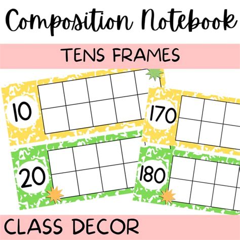 Rainbow Bright Composition Notebook Themed Tens Frames Printable