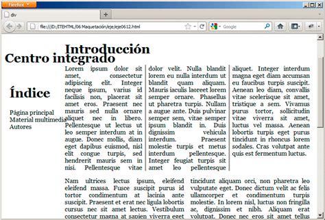 División en columnas Maquetación