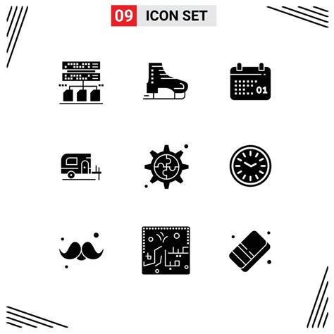 Set Of 9 Modern Ui Icons Symbols Signs For Gear Creative Canada Spring Car Editable Vector