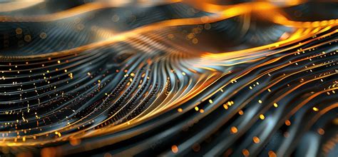 Abstract Waves With Glowing Lines And Particles Creating A Dynamic Visual Effect Background