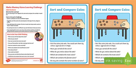 👉 Eyfs Maths Home Learning Challenge Sort And Compare Coins