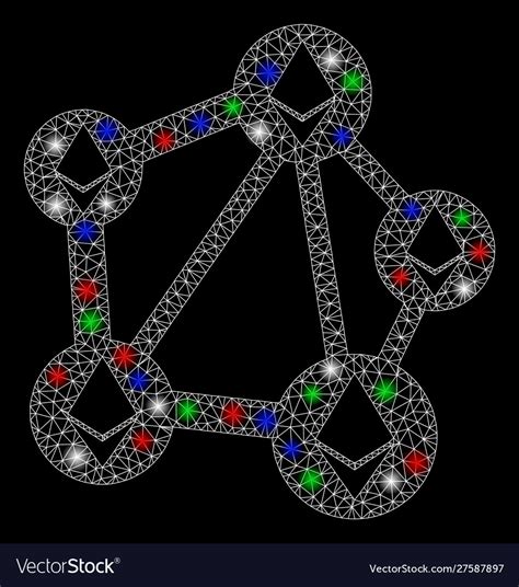 Bright Mesh Wire Frame Ethereum Network With Flare