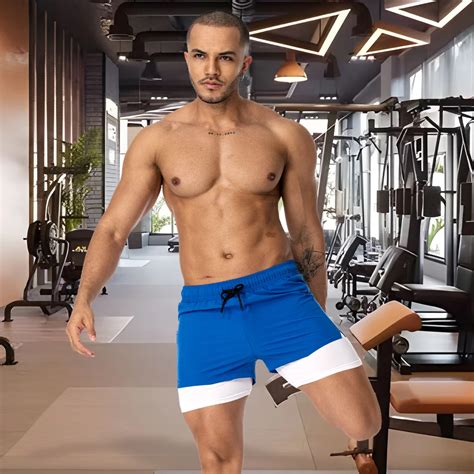 Gym Shorts Men Polyester Spandex Compression Inch Quick Dry With Liner Training Running
