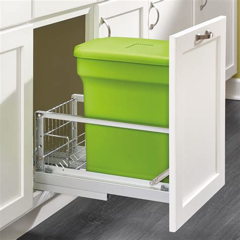 Rev A Shelf CP Bottom Mount Compost Trash Pull Out With Compost Bin Aluminum Soft Close