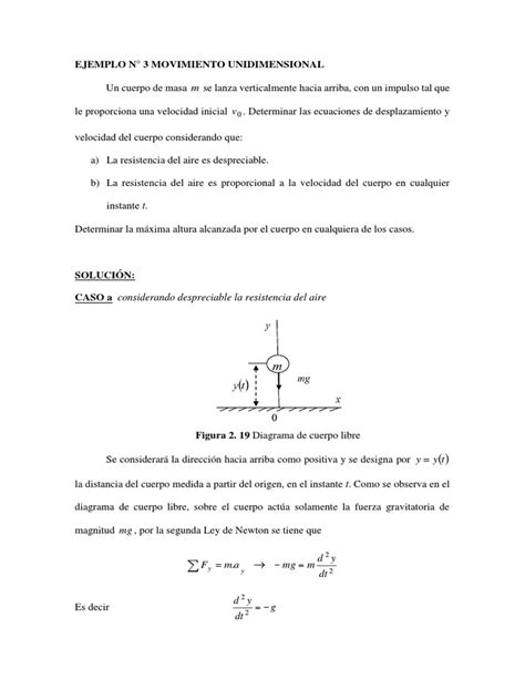 Ejemplo 3 Movimiento Unidimensional Pdf Masa Tiempo Espacial