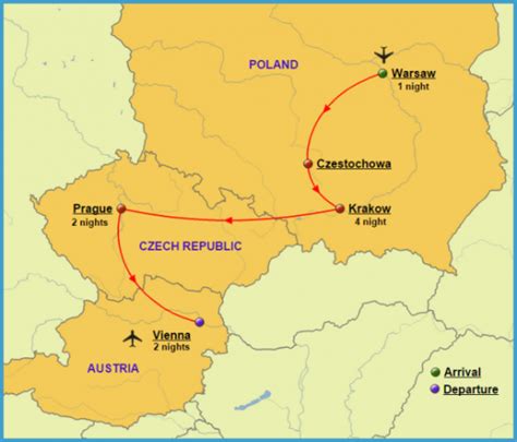 Map Of Czech Republic And Austria Travelsfinderscom