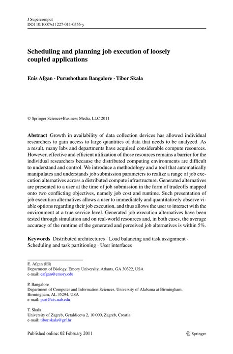 pdf scheduling and planning job execution of loosely coupled applications