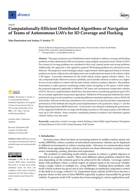 Pdf Computationally Efficient Distributed Algorithms Of Navigation Of Teams Of Autonomous Uavs