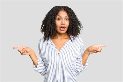 Premium Photo Pointing To Different Copy Spaces Choosing One Of Them Showing With Finger