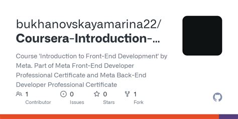 Github Bukhanovskayamarina22coursera Introduction To Front End Development Meta Course