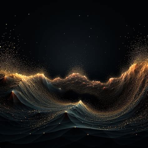 Premium Photo Abstract Particle Landscape On A Dark Background