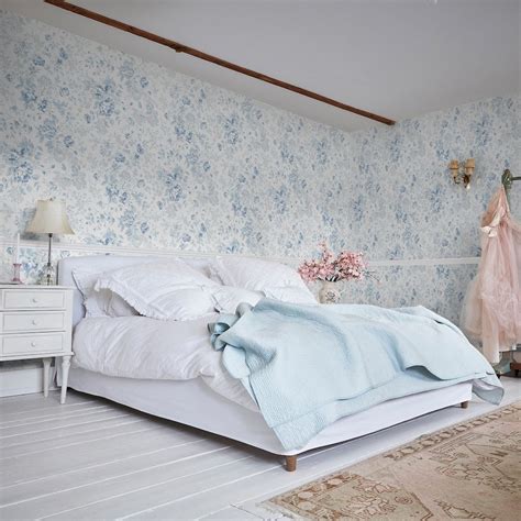 Rachel Ashwell Romantic Rose Blue Wallpaper