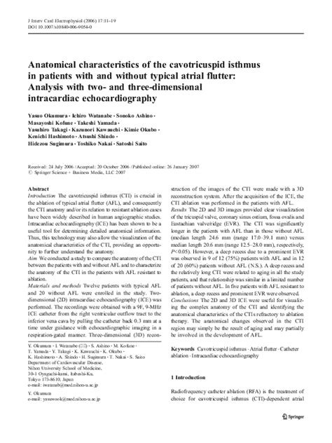 Pdf Anatomical Characteristics Of The Cavotricuspid Isthmus In Patients With And Without