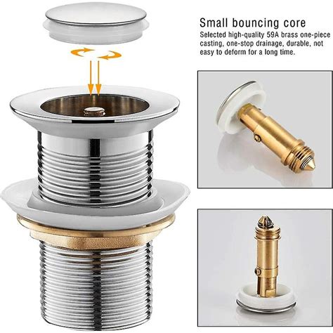 Sink Drain Universal Pop Up Drain Without Overflow Automatic Drain