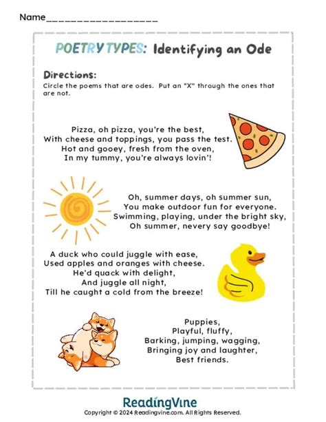 Ode Poem Examples And Activities ReadingVine