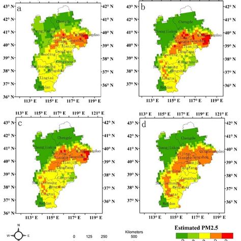 The Pm 2 5 Spatial Distribution Based On The Four Models 2 April 2013 Download Scientific
