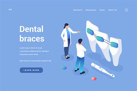 치과 치열 교정 보조기 치과 의사는 헤드 기어의 품질과 물린 개선을 검토합니다 가공의 인물에 대한 스톡 벡터 아트 및 기타 이미지 가공의 인물 건강 진단 건강관리와