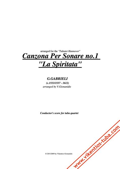 Canzona Per Sonare No1 La Spiritata Ggabrieli Tuba Quartet