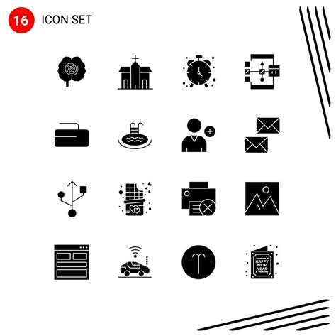 Stock Vector Icon Pack Of 16 Line Signs And Symbols For Flowchart Develop Monastery Coding
