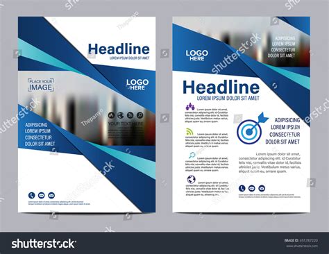 Blue Brochure Layout Design Template Annual 库存矢量图（免版税）455787220